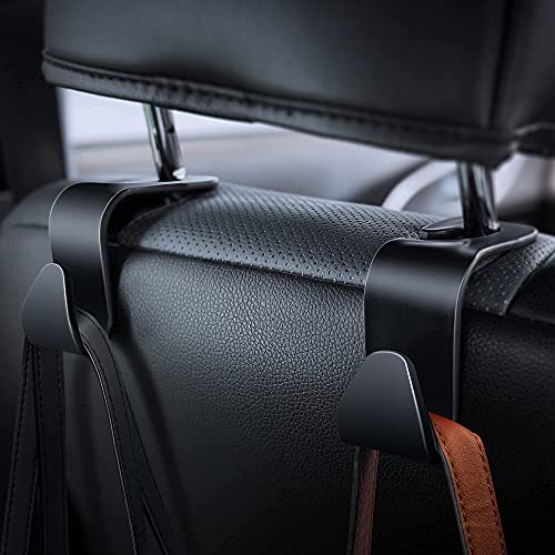 HOUSE DAY Car Seat Headrest Hooks, Black 4 Pack, Seat Hooks for Purses and Bags, Heavy Duty Purse Holder Bag Holder for Car, Space Saving Seat Hooks Purse Hanger for Vehicle