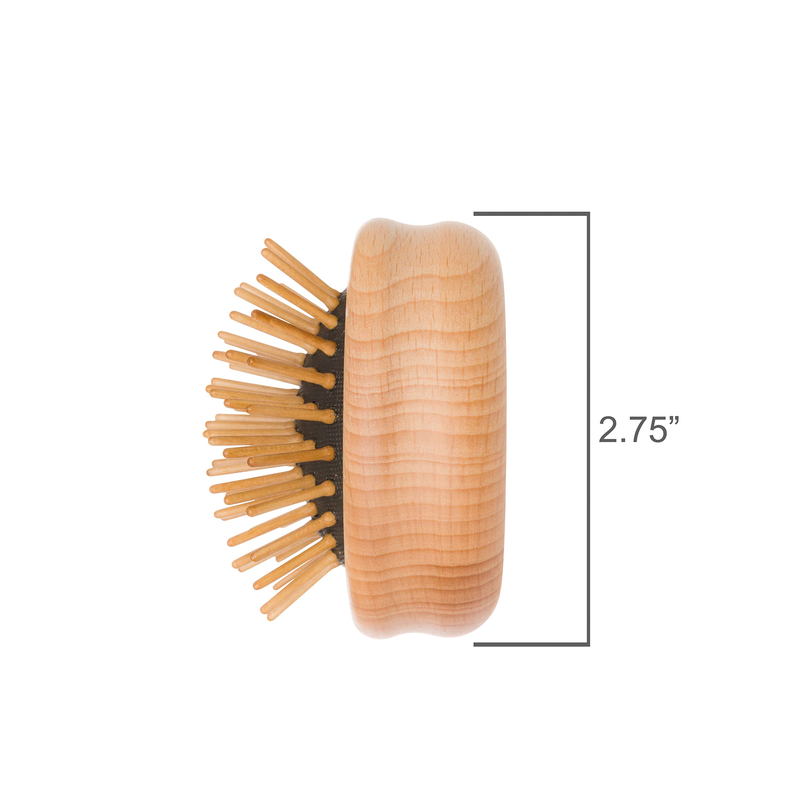 Redecker Pop-up Hairbrush, Oiled Beechwood with Straight Hornbeam Pins, Compact Brush for Purse, Pocket, and Travel, 2-3/4 Inches