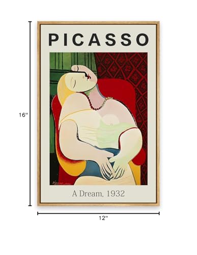 Framed Canvas Print Wall Art A Dream Famous Paintings Artwork By Pablo Picasso Canvas Prints Home Decoration for Living Room, Bed Room, Office - 12x16in Natural Framed