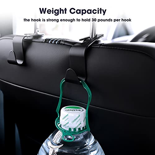 HOUSE DAY Car Seat Headrest Hooks, Black 4 Pack, Seat Hooks for Purses and Bags, Heavy Duty Purse Holder Bag Holder for Car, Space Saving Seat Hooks Purse Hanger for Vehicle