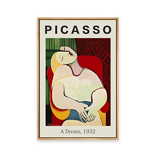 Framed Canvas Print Wall Art A Dream Famous Paintings Artwork By Pablo Picasso Canvas Prints Home Decoration for Living Room, Bed Room, Office - 12x16in Natural Framed