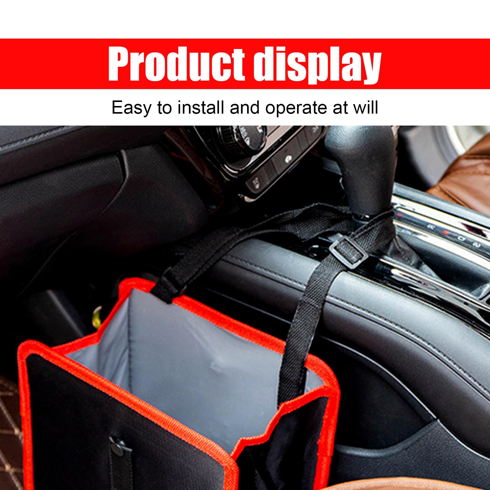 Sodcay 1 PC In-vehicle Hanging Garbage Cans, Car Multi-functional Folding Trash Can, Small Car Trash Can, Car Organizer Storage Bag (Red)