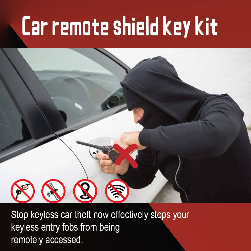 Middrivr 2Pcs Car RFID Signal Blocking Key Fob Protector, Signal Blocker Pouch for Car, RFID Security Shield Bag, Universal Carbon Fiber Anti-Theft Car Keys Faraday Pouch with Keychain Holder