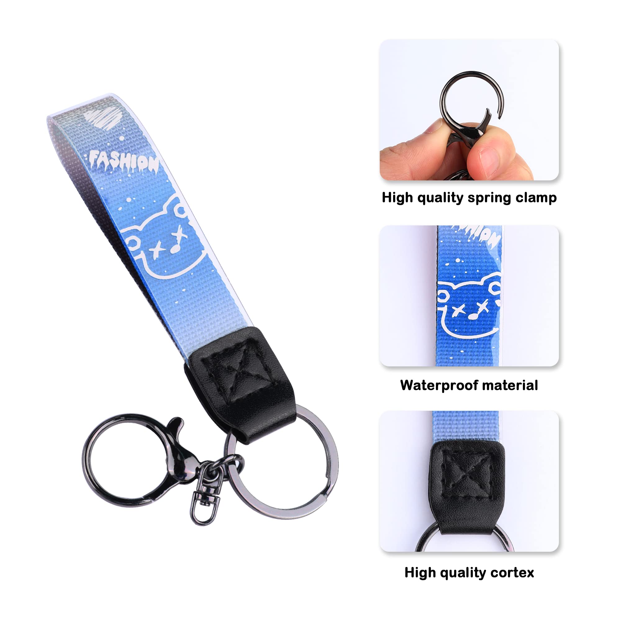 Kawaii Car Keychain Gradient Color Cute Keychains for Women/Men/Girls/Kids,Personalized Bear Keychains for Backpacks Charms Purse (Blue)…