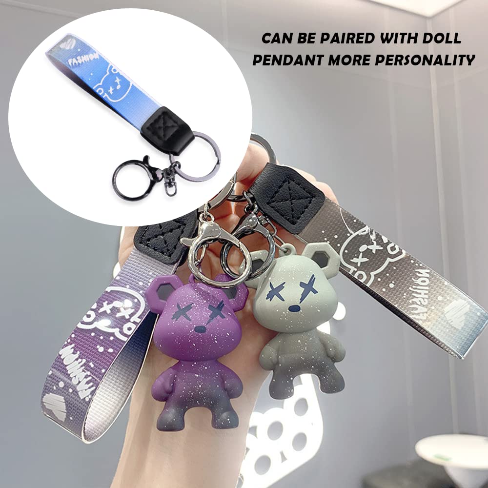 Kawaii Car Keychain Gradient Color Cute Keychains for Women/Men/Girls/Kids,Personalized Bear Keychains for Backpacks Charms Purse (Blue)…