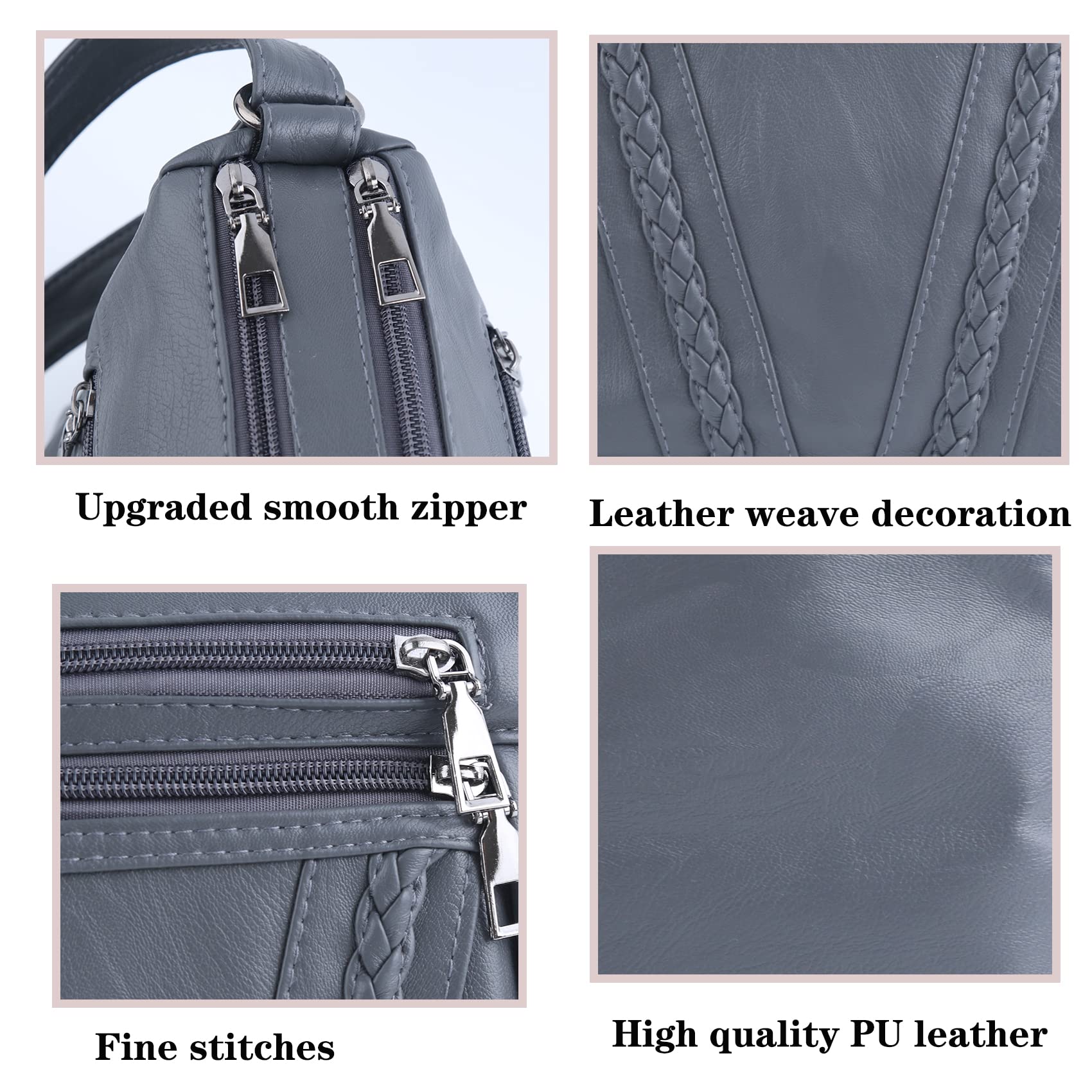 ELDA Crossbody Bags For Women Pocketbooks Soft PU Leather Purses and Handbags Multi Pocket Shoulder Bag