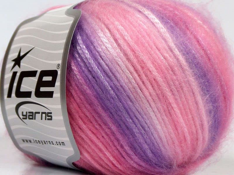 Ice Yarns Picasso 3 Pack - Pinks and Lilacs, Fuzzy with Subtle Sheen Worsted Weight, 3x125 Yards (3x115meters) 3x1.76 Ounces (3x50 Grams)