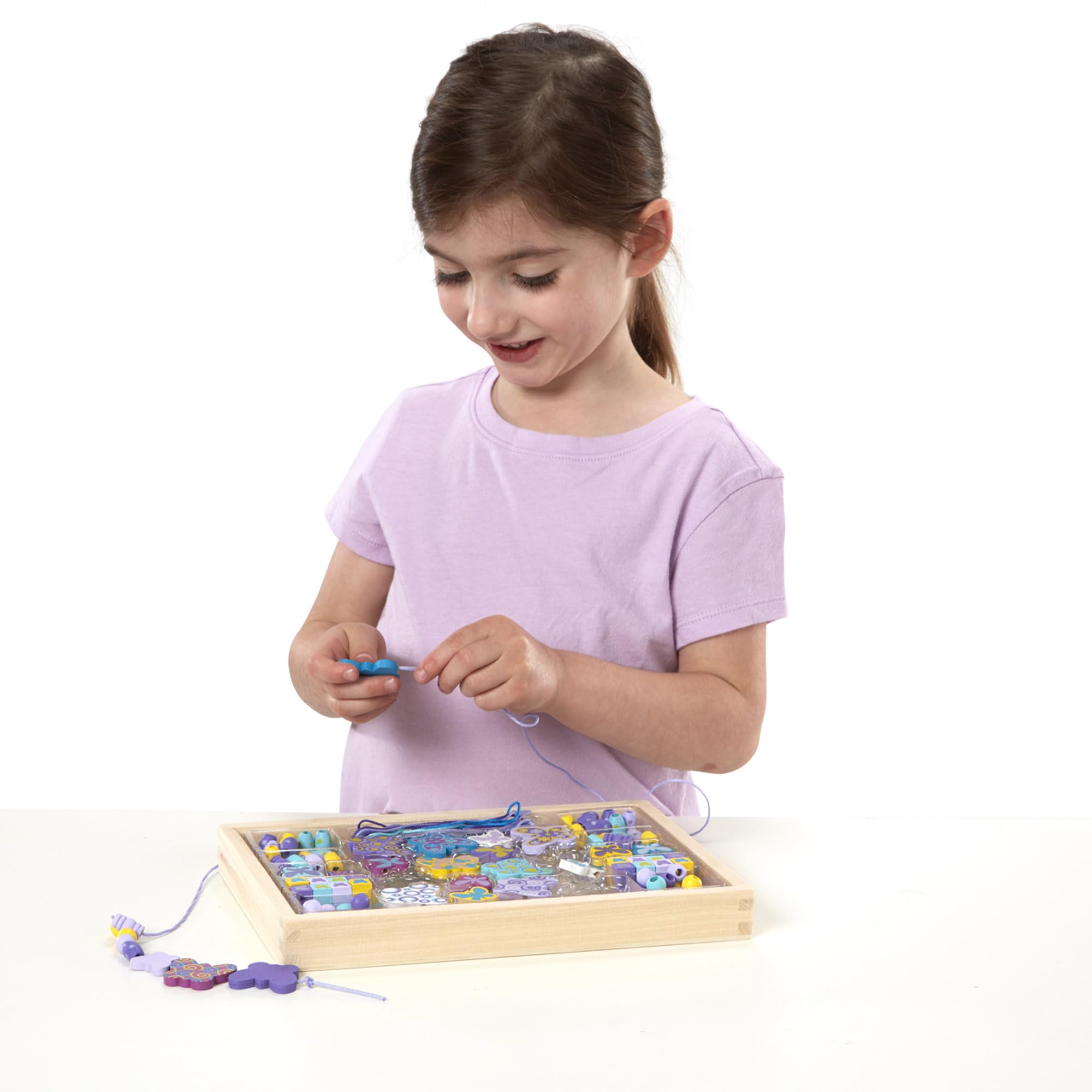 Melissa & Doug Created by Me! Butterfly Beads Wooden Bead Kit, 120+ Beads for Jewelry-Making