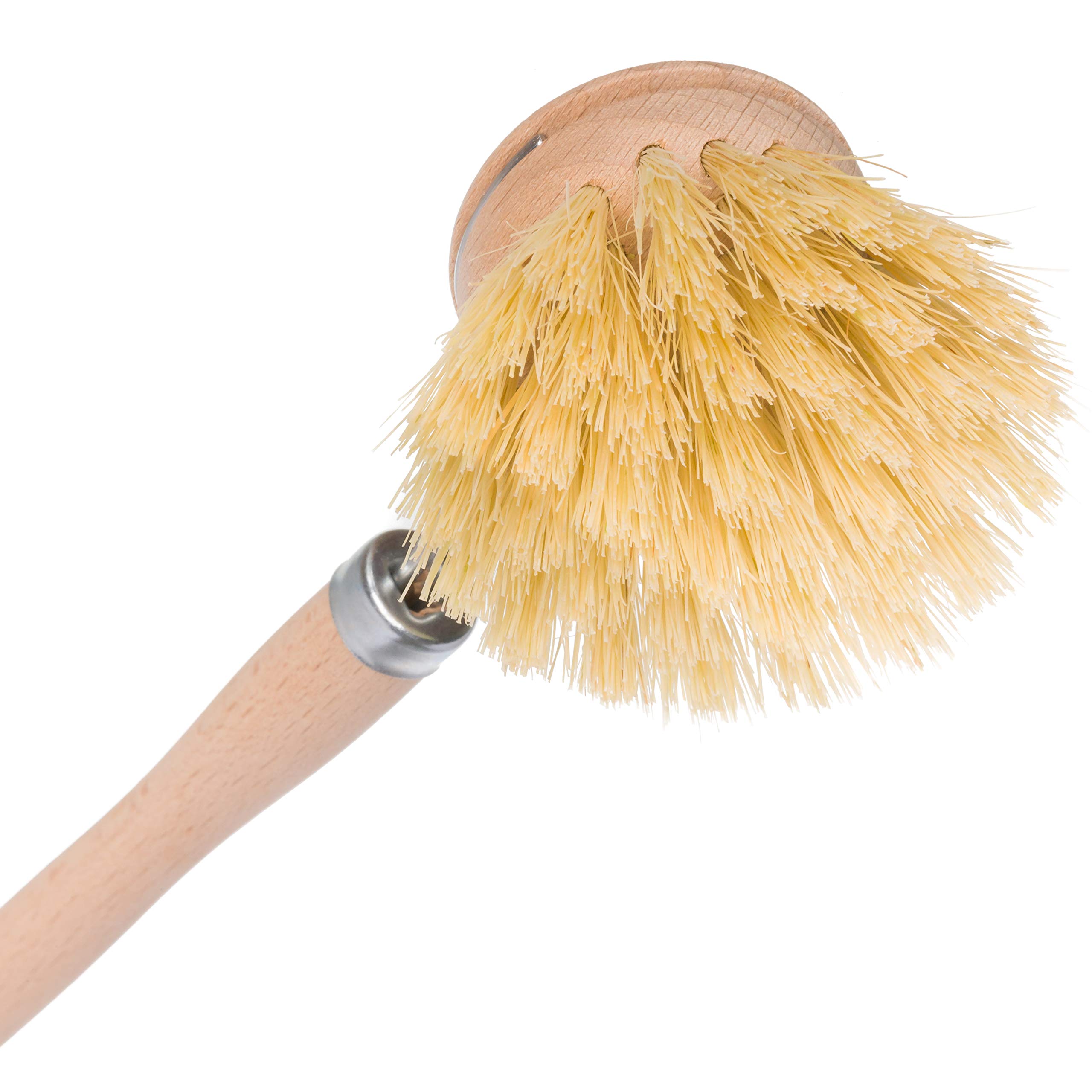 REDECKER 2-Pack Tampico Fiber Bristle 1-1/2-Inch All-Purpose Kitchen Dish Scrub Brush with Beechwood Handle - Wooden Brush for Dishes Replaceable Heads - Natural Dish Brush, Made in Germany