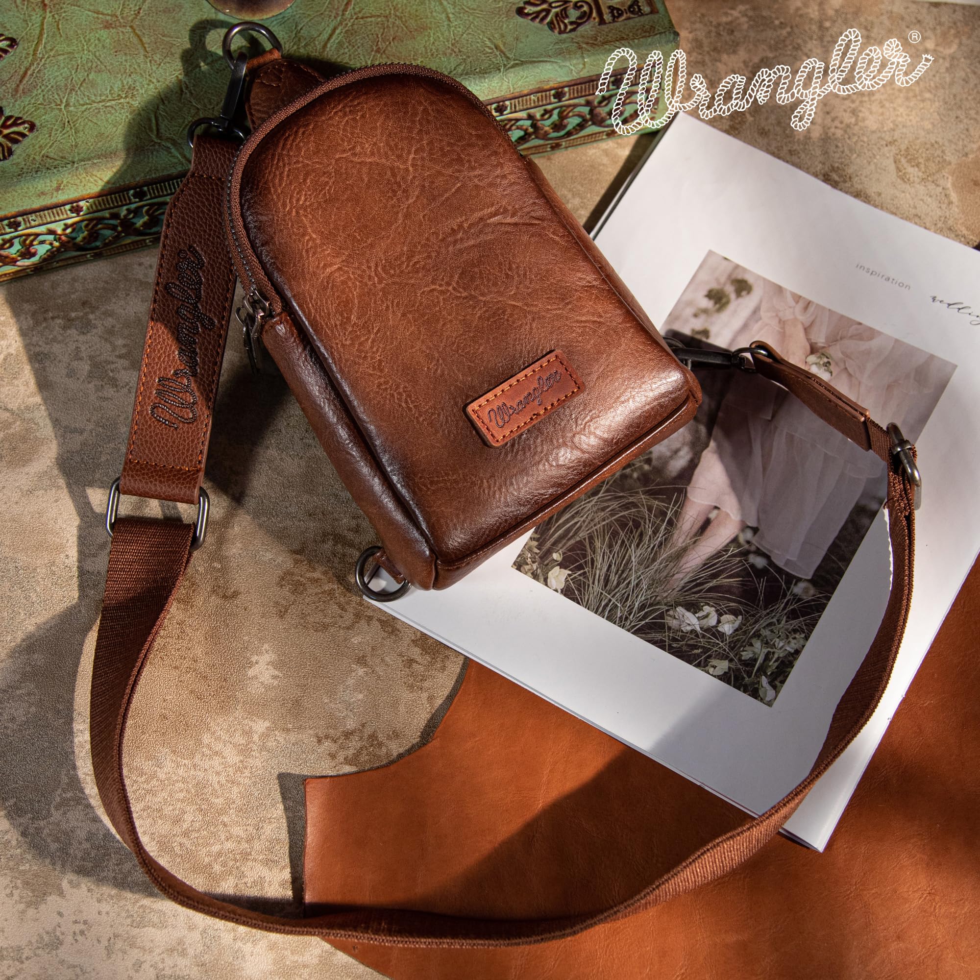 Wrangler Vegan Leather Crossbody Bag Small Sling Bag for Women