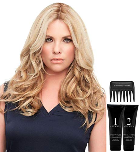Bundle - 5 Items: 12" EASIPART FRENCH Remy Human Hair Hairpiece by Jon Renau, Christy's Wigs Q & A Booklet Luxury Shampoo & Conditioner & Mist Wide Tooth Comb - Color: 4