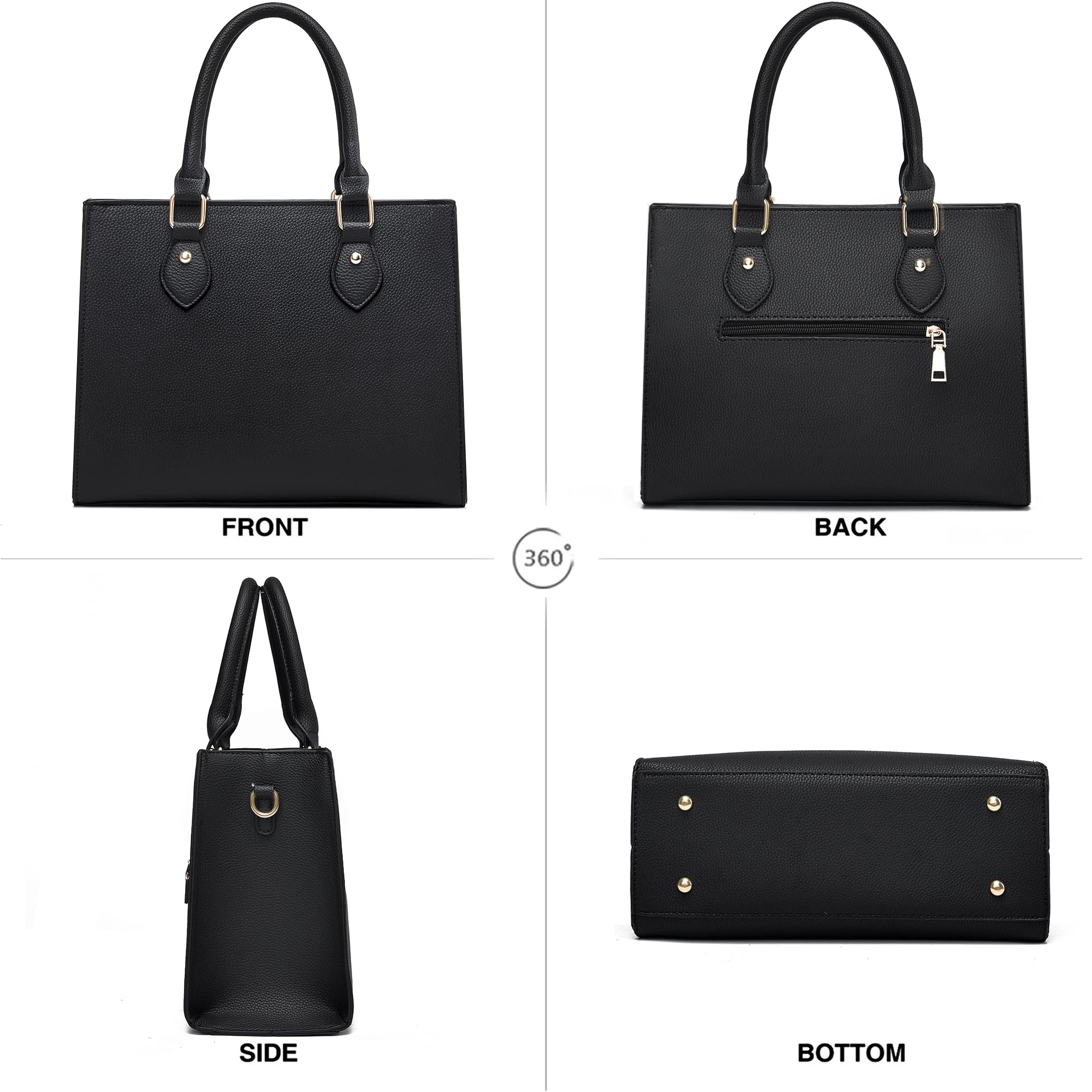 CHICAROUSAL Crossbody Purses and Handbags for Women PU Leather Tote Top Handle Satchel Shoulder Bags (1 LiZ Black)