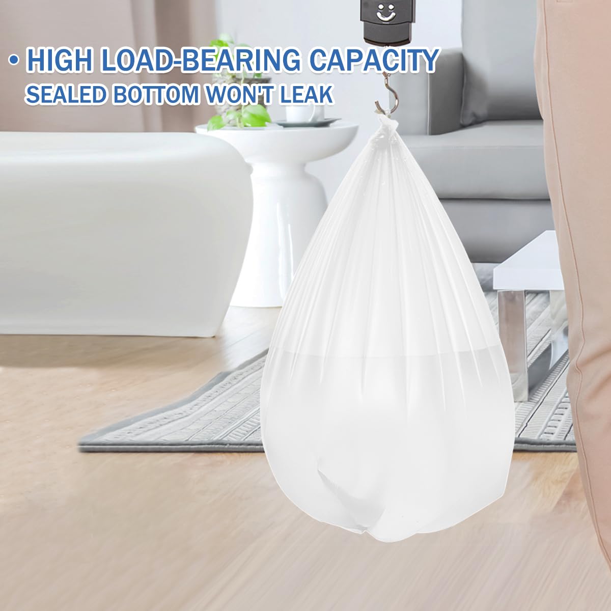 XUXRUS Small Trash Bags 1.2 Gallon - 5 Liter Waste Basket Trash Bags Bathroom Garbage Bags for Toilet,Office,120 Count,White