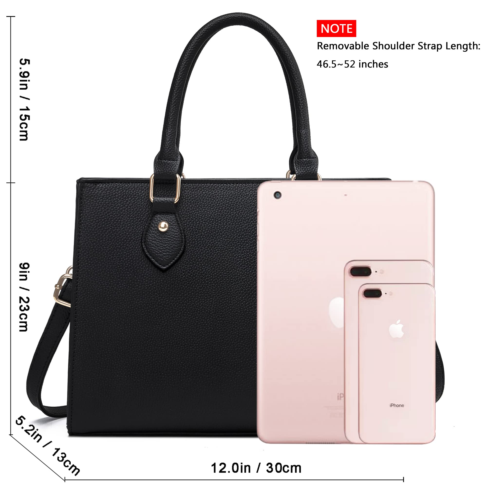 CHICAROUSAL Crossbody Purses and Handbags for Women PU Leather Tote Top Handle Satchel Shoulder Bags (1 LiZ Black)