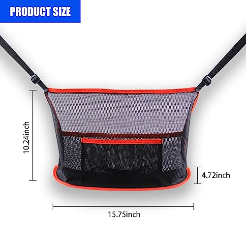 NGHEY 1 PC Car Pocket Barrier Protection, Large Capacity Storage Pouch, Car Net Pocket Handbag Holder, Barrier of Backseat Pet Kids, for Purse, Phone, Documents, Key (Red #2 Pockets)