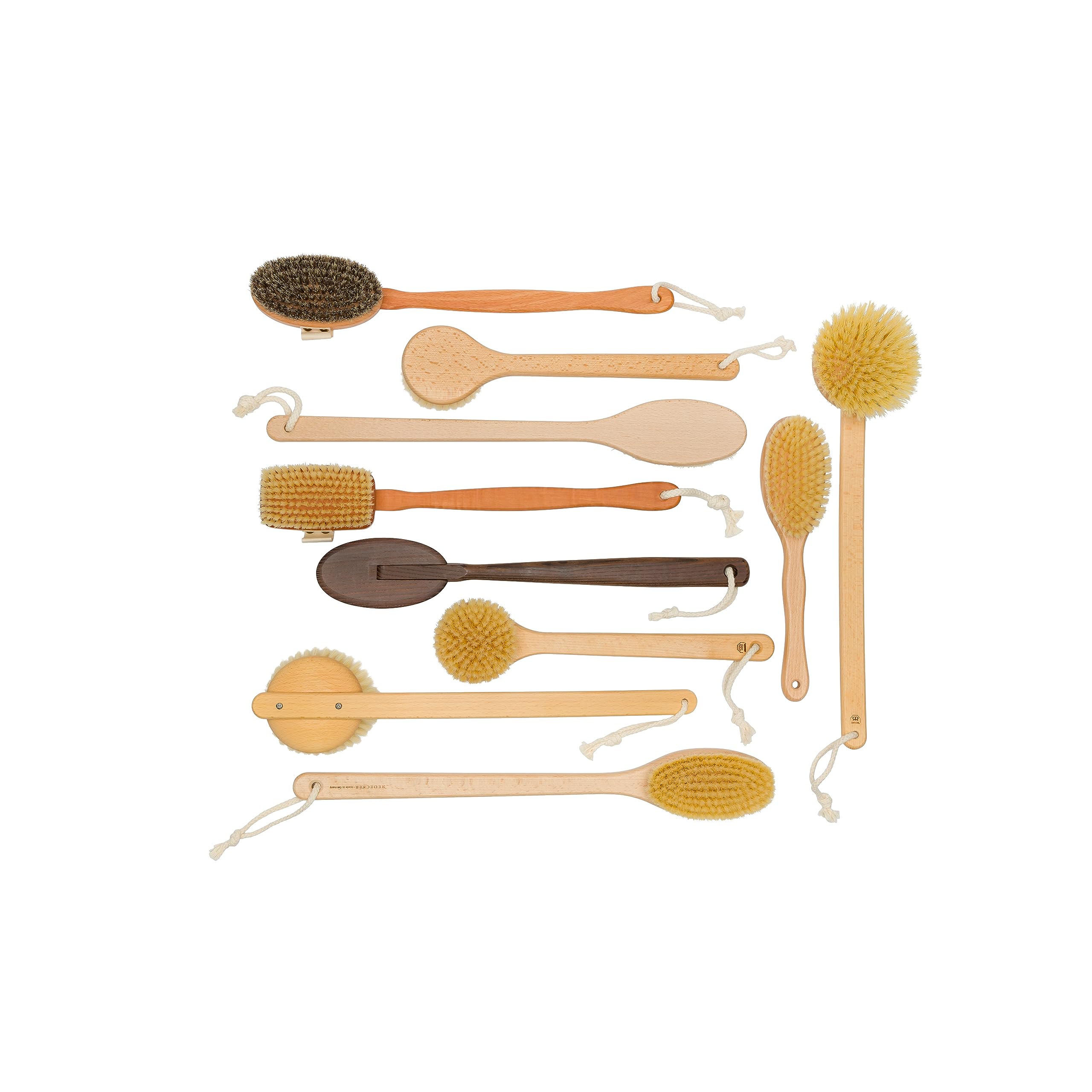 Redecker 100% German Made Bath Brush with Removable Extra-Long Oiled Beechwood Handle, Stiff Tampico Fiber Bristles Exfoliate Skin, 19-1/4 inches
