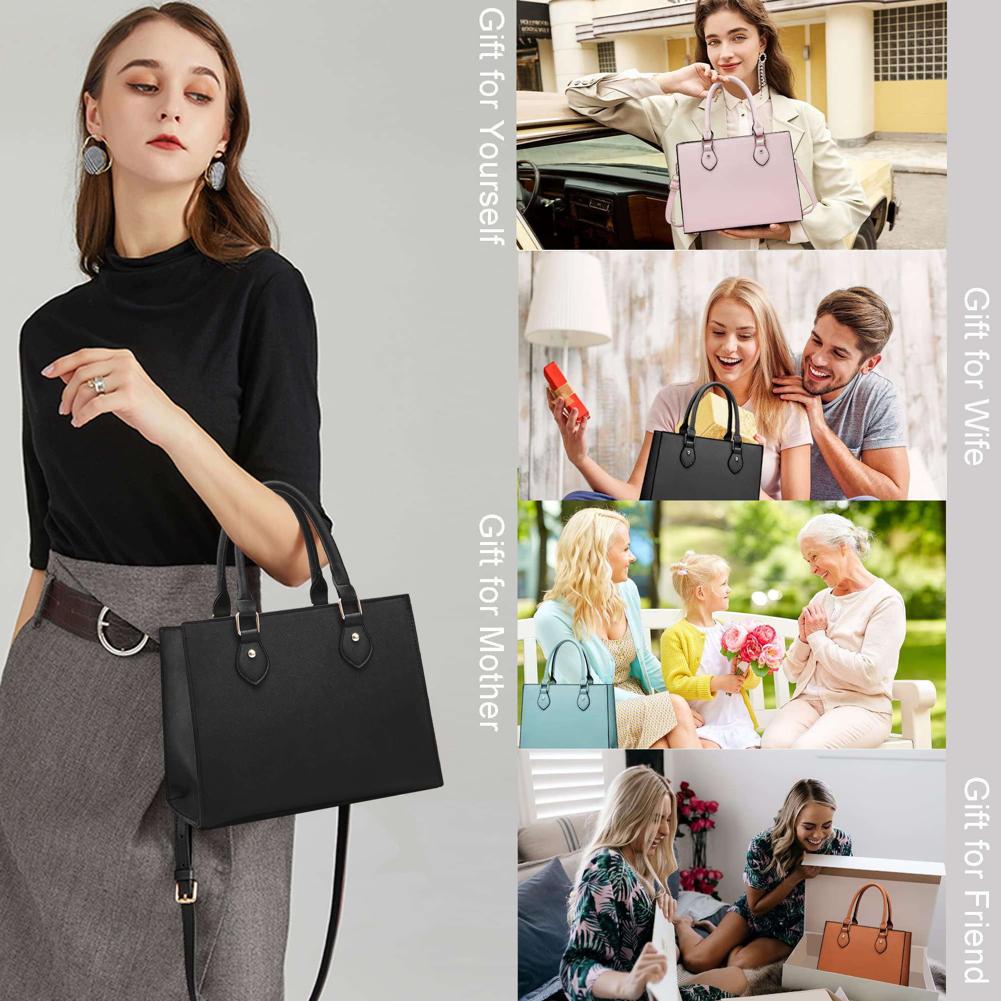 CHICAROUSAL Crossbody Purses and Handbags for Women PU Leather Tote Top Handle Satchel Shoulder Bags (1 LiZ Black)