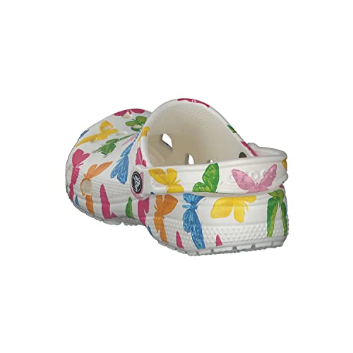 Crocs Unisex- Adult Classic Printed Floral Clogs, Butterfly/White, 7 Women/5 Men