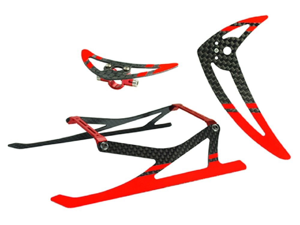 MICROHELI Aluminum/Carbon Fiber Landing Gear/Fins (RED) - Blade 200 SRX
