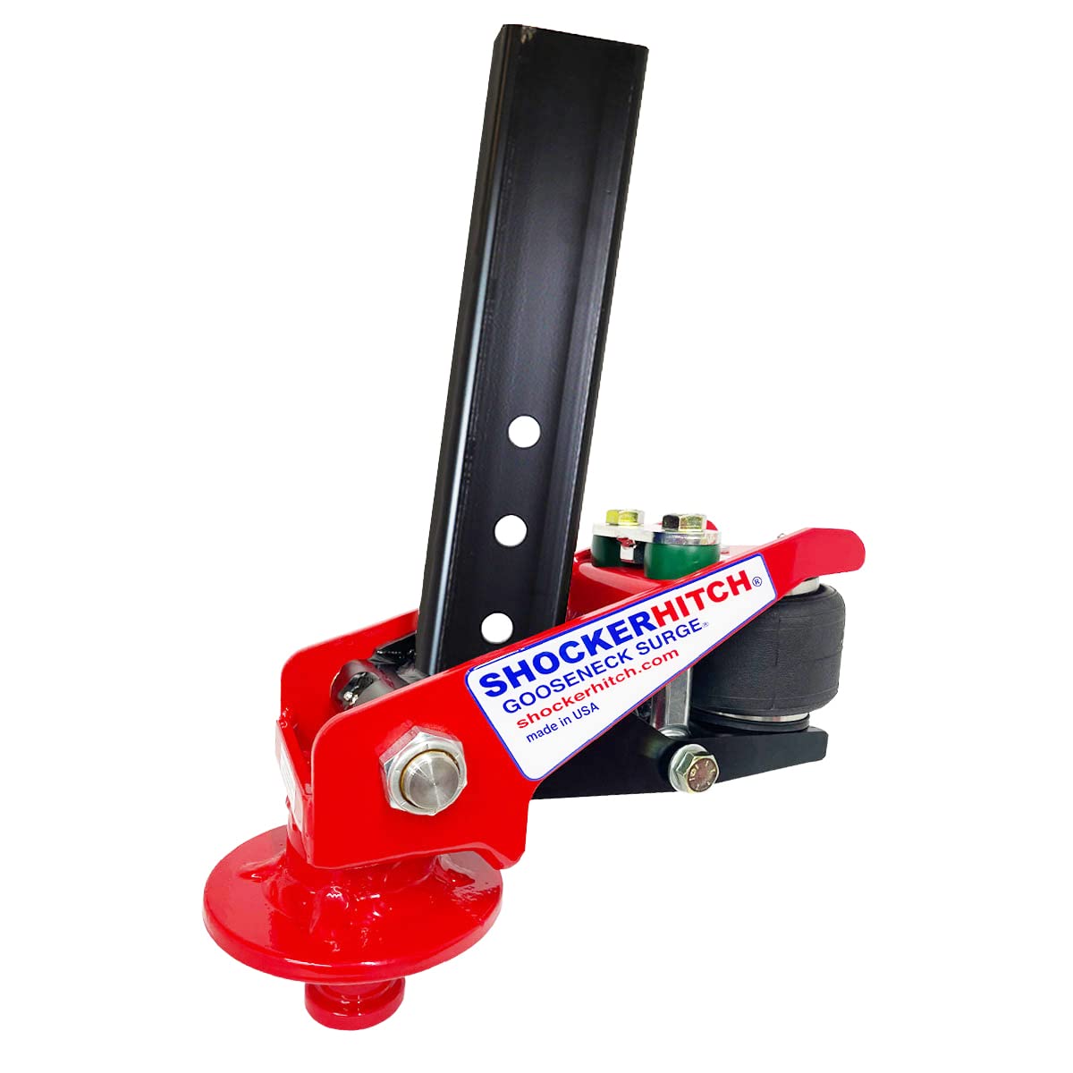 Shocker 40K Gooseneck Surge Air Hitch with King Pin, 4" Square Straight Pin