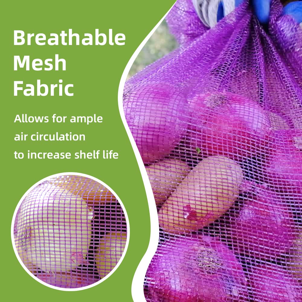 deebree Crawfish Sacks, 21"×35" Extra Large Onion Bags 50lb Capacity Heavy Duty Mesh Bags for Vegetables Seafood, Net Produce Storage Bags for Potato Shellfish Oyster Firewood, Purple 10 Pack