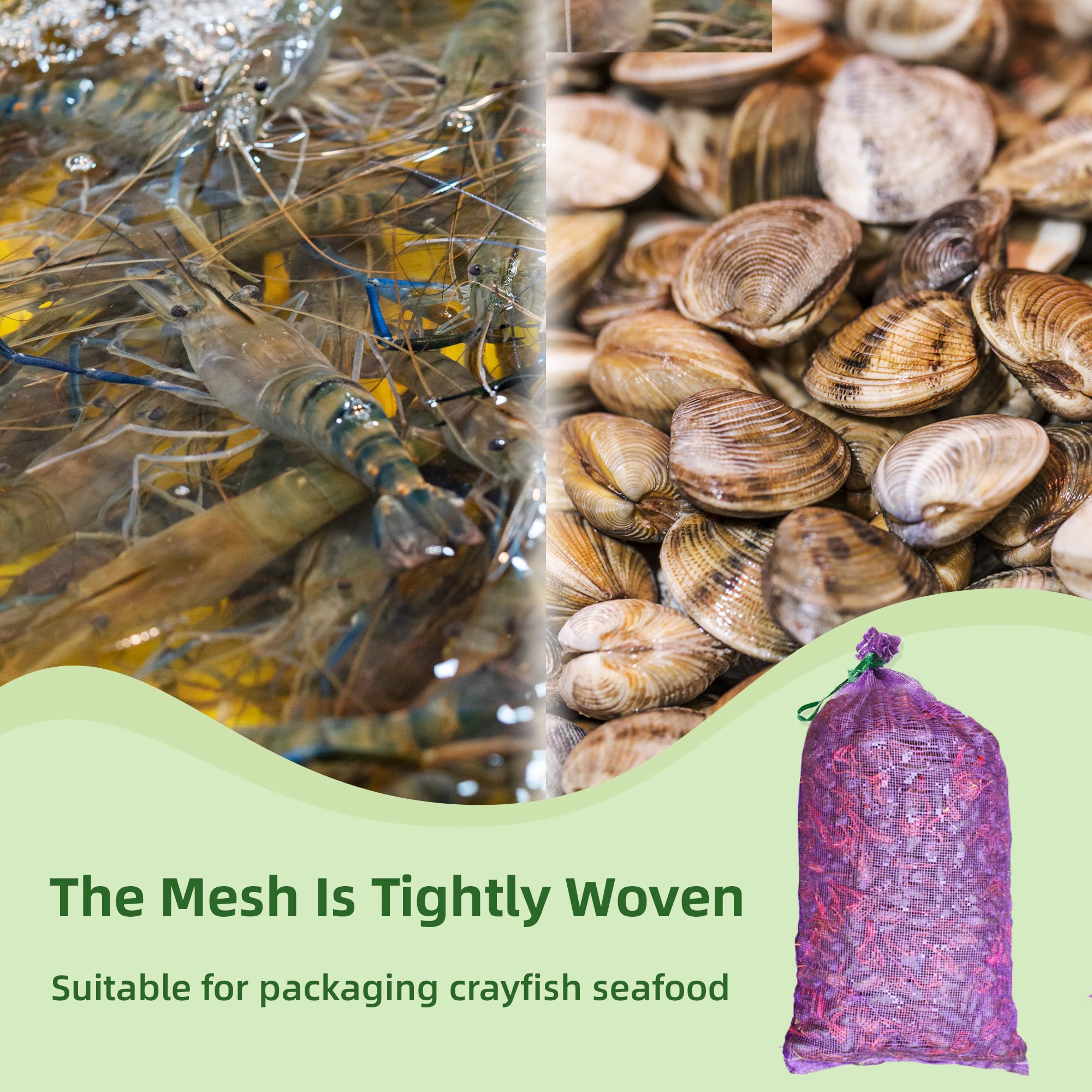 deebree Crawfish Sacks, 21"×35" Extra Large Onion Bags 50lb Capacity Heavy Duty Mesh Bags for Vegetables Seafood, Net Produce Storage Bags for Potato Shellfish Oyster Firewood, Purple 10 Pack