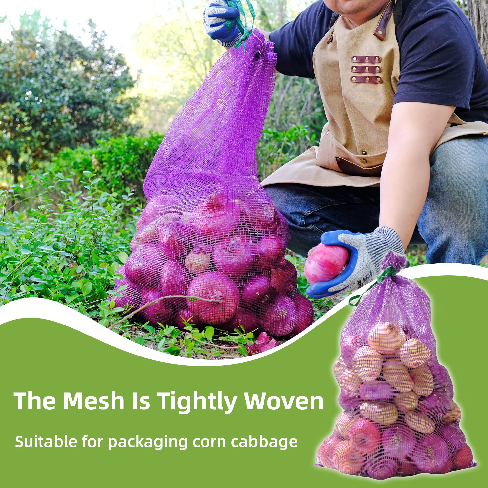 deebree Crawfish Sacks, 21"×35" Extra Large Onion Bags 50lb Capacity Heavy Duty Mesh Bags for Vegetables Seafood, Net Produce Storage Bags for Potato Shellfish Oyster Firewood, Purple 10 Pack