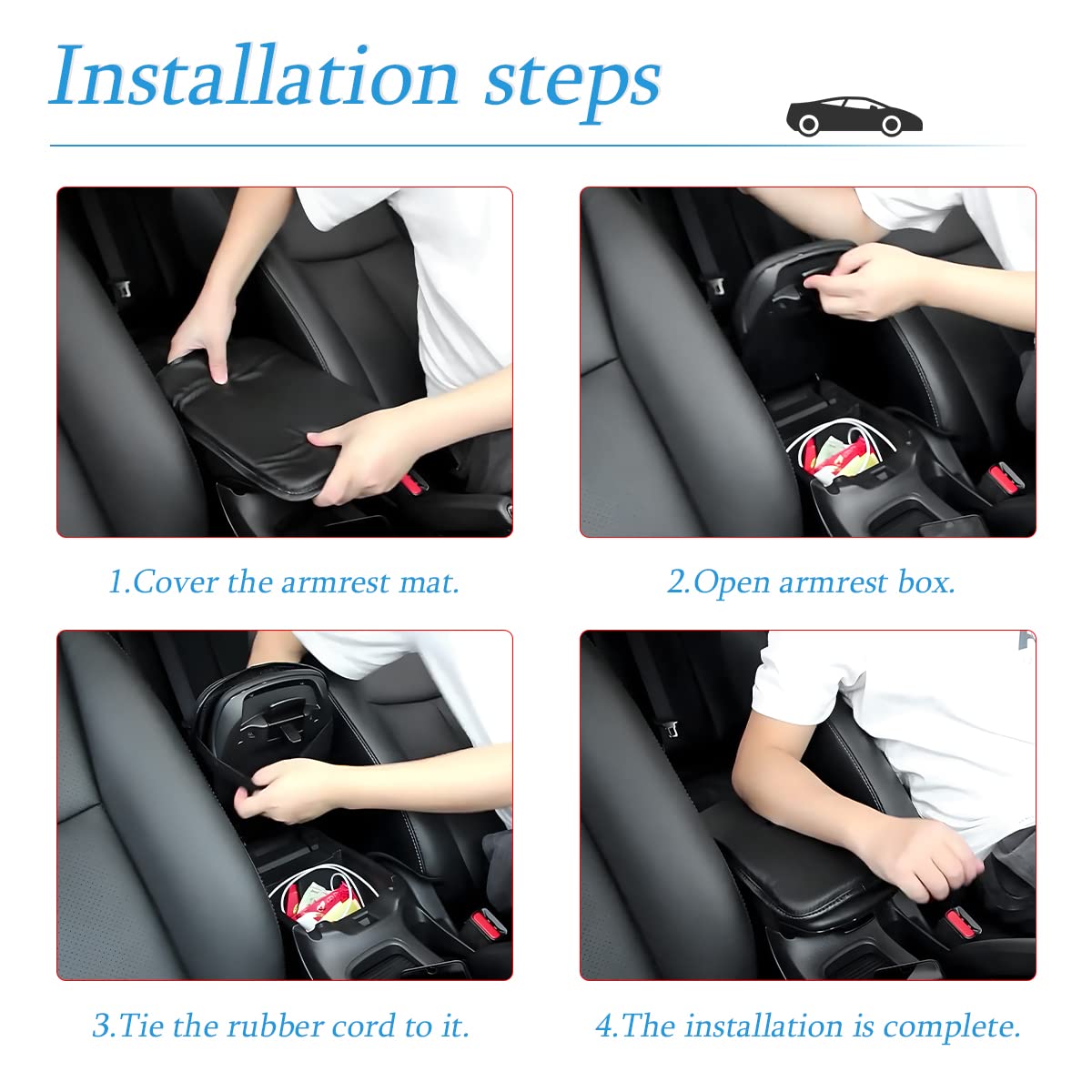 AUCELI Car Center Console Cover, Auto Armrest Protector Pad, Carbon Fiber PU Leather Seat Box Cover, Waterproof Middle Consoles Cushion for Arm Rest, Car Accessories for Truck SUV