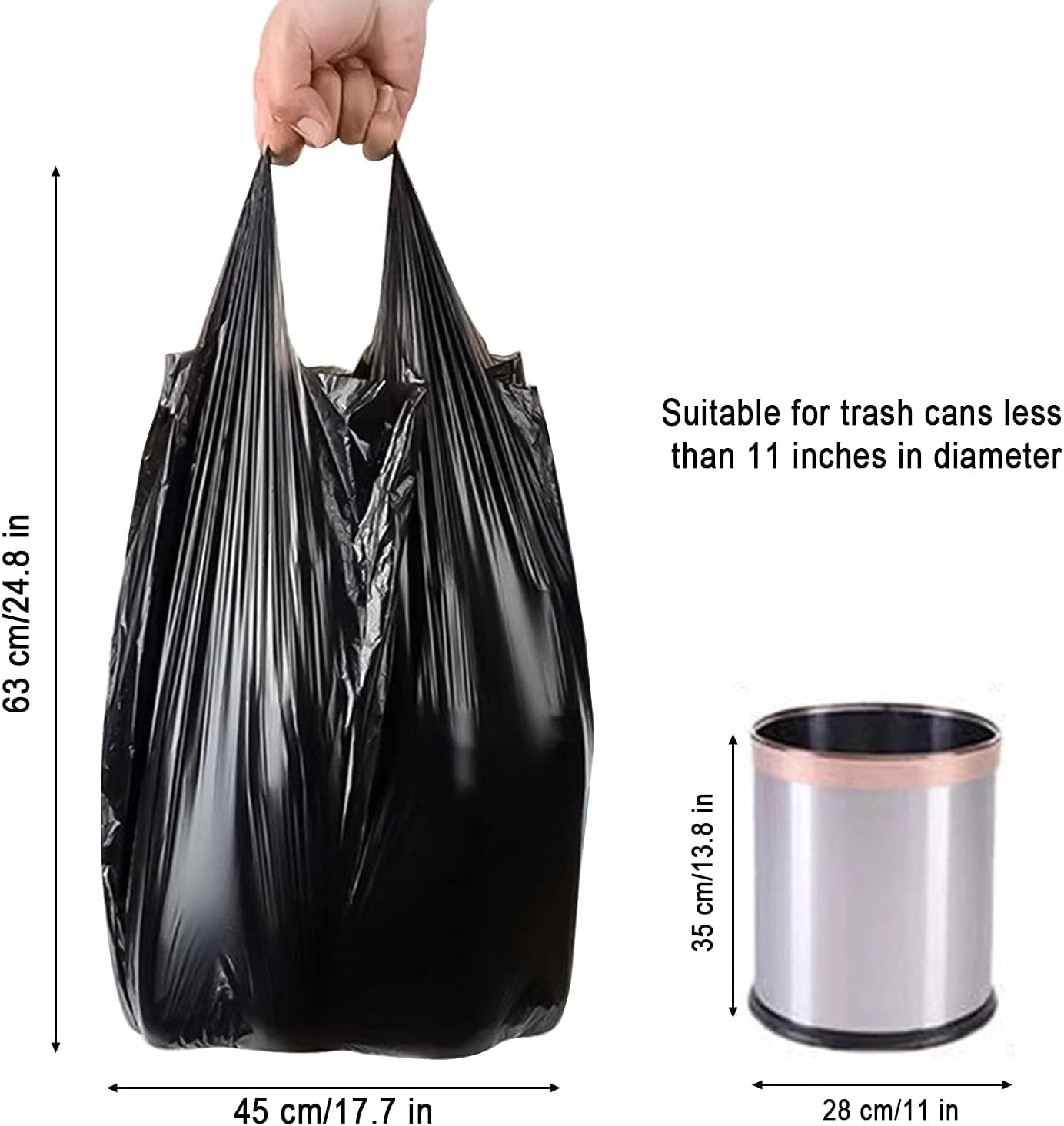Small Trash Bags, Strong Black Garbage Bags, Unscented Thicken Bin Liner Suitable for Bedroom Home Kitchen 6 Gallon 120 Count