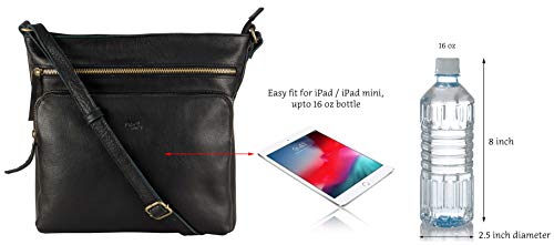Mou Meraki Premium Genuine Leather Black Crossbody Purses and Handbags Women