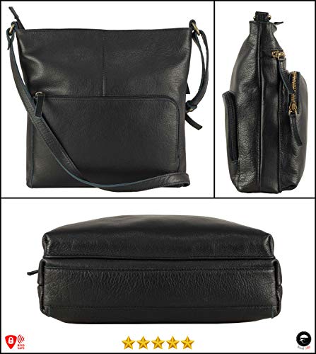 Mou Meraki Premium Genuine Leather Black Crossbody Purses and Handbags Women