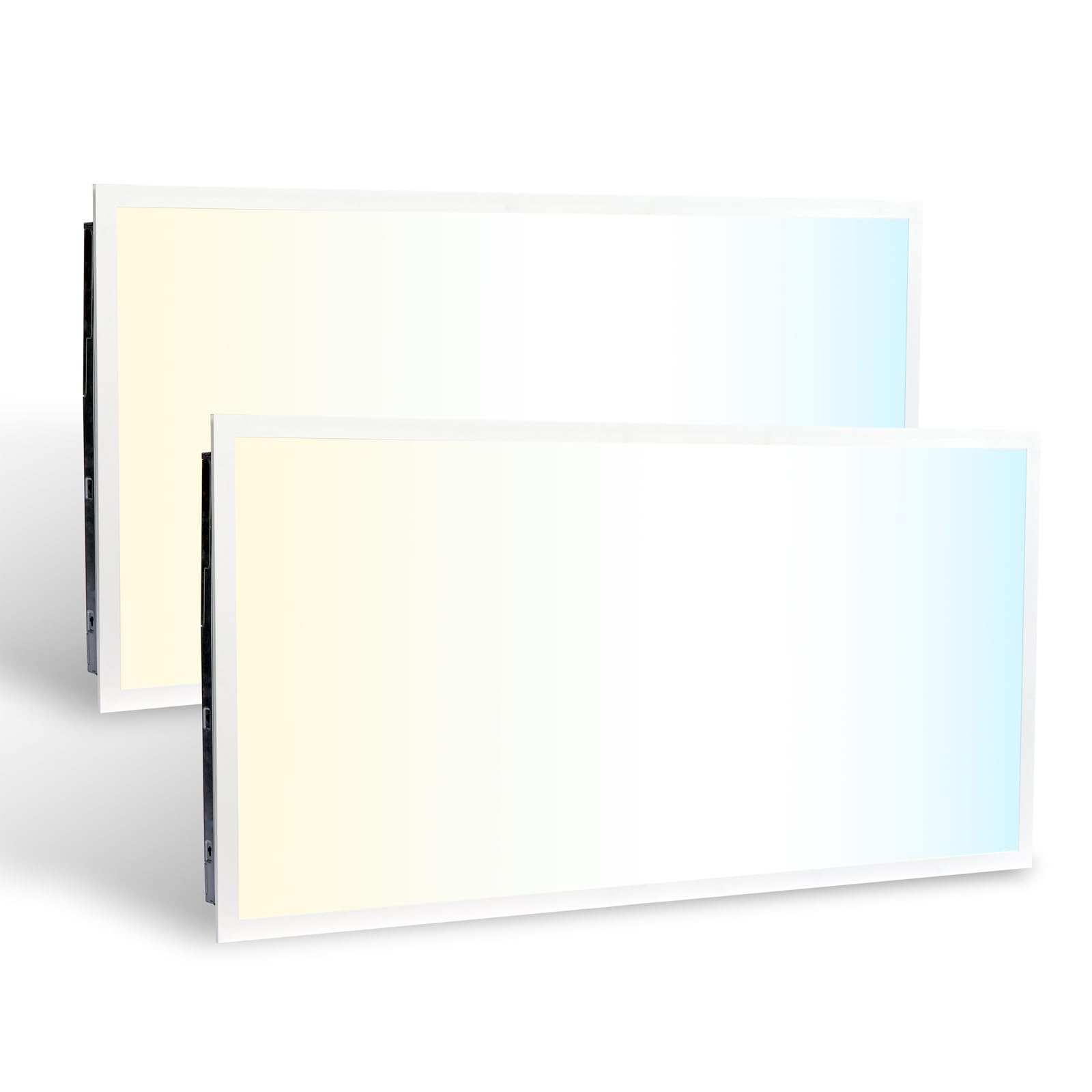 Geperll 2 Pack 2x4FT LED Flat Panel Troffer Light, Drop Ceiling Office Back-lit Fixture,35K/40K/50K CCT & 30/40/50W Selectable 0-10V Dimmable 100-277VAC-ETL