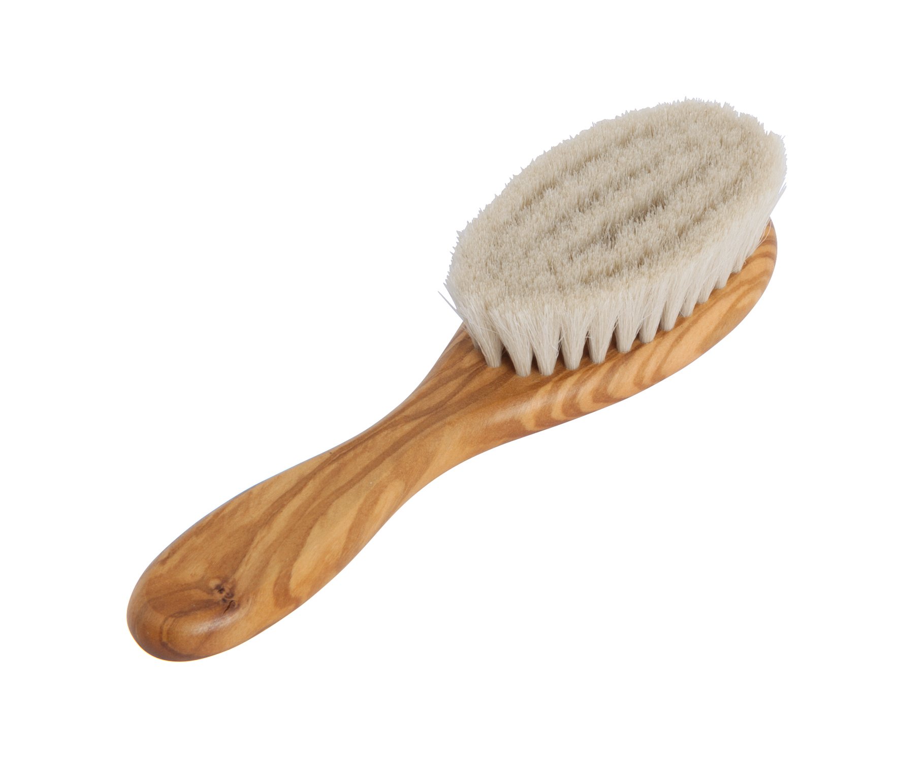 Redecker Goat Hair Baby Hairbrush with Waxed Olive Wood Handle, 5-3/4-Inches
