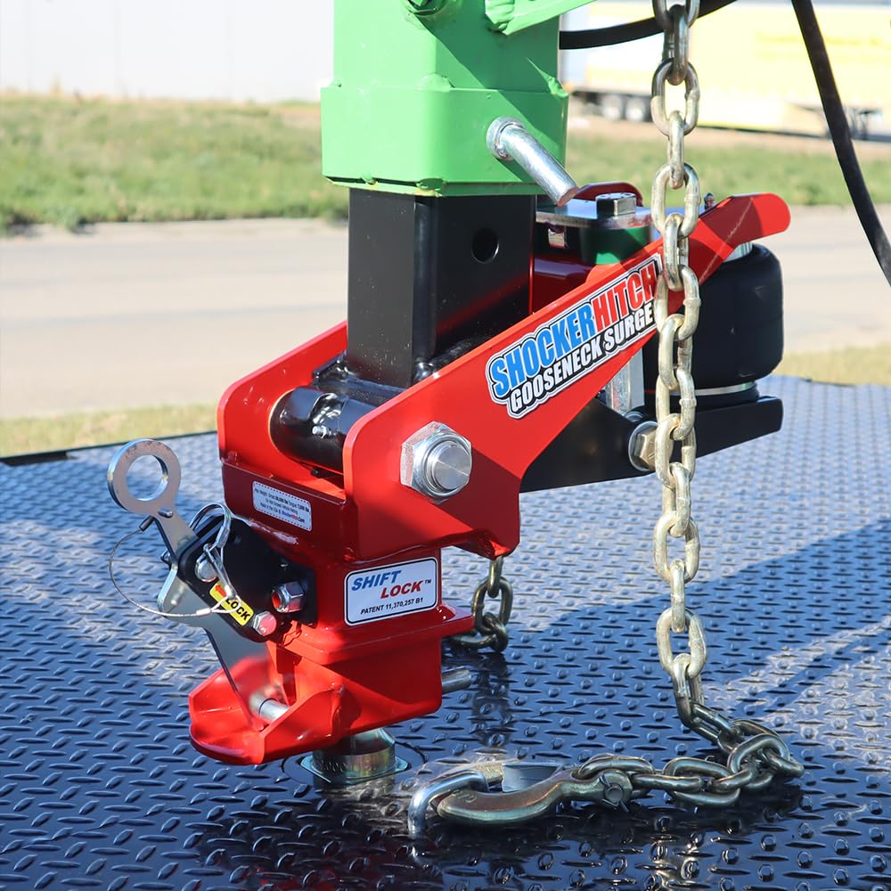 Shocker 40K Gooseneck Surge Air Hitch & Shift Lock Coupler for 3" Ball, 3-15/16" Square Straight Pin