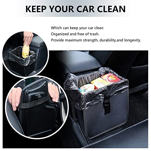 QODOLSI 1 Pack Hanging Car Trash Bag Can, Folding Waterproof Garbage Bag, Black Multipurpose Organizer, Car Portable Trash Bin, Universal for Cars, SUVs (10.8In x 10.8In x 5.7In)