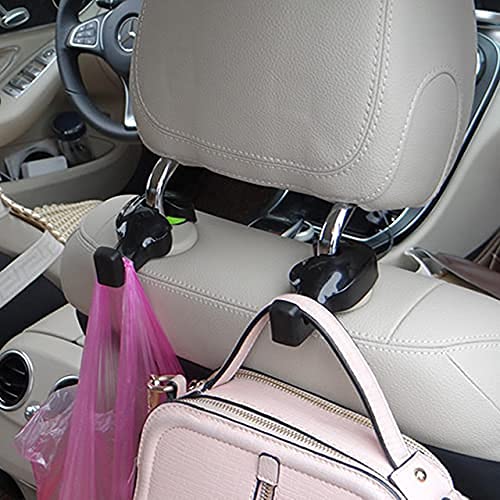 IPELY Universal Car Vehicle Back Seat Headrest Hanger Holder Hook for Bag Purse Cloth Grocery (Black -Set of 2)