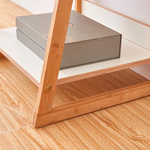 HIHELO Book Case 3 Tier Shelf Bookshelf Accessory Storage Shelf Printer Stand Trapezoidal Flower Plant Frame,51cm×45cm×80.5cm Bookshelves (Color : Gold)