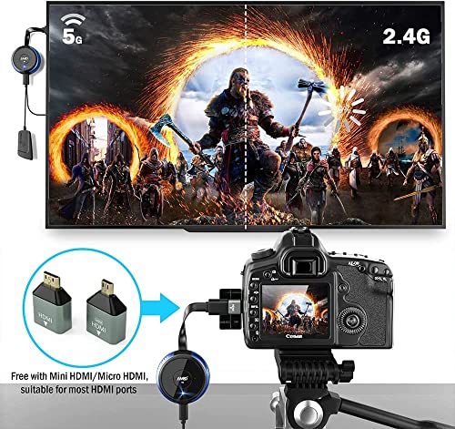 Wireless HDMI Transmitter and Receiver 4K, TIMBOOTECH Streaming Media Video/Audio/File HDMI Wireless Extender 5G Kit for Laptop, Camera, Cable Box, Netfix, PS5, Phone to Monitor, Projector, HDTV 165FT