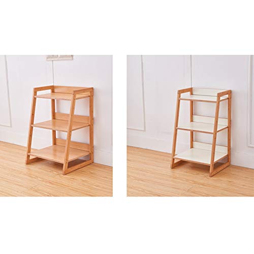 HIHELO Book Case 3 Tier Shelf Bookshelf Accessory Storage Shelf Printer Stand Trapezoidal Flower Plant Frame,51cm×45cm×80.5cm Bookshelves (Color : Gold)