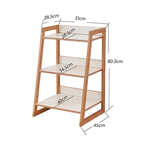 HIHELO Book Case 3 Tier Shelf Bookshelf Accessory Storage Shelf Printer Stand Trapezoidal Flower Plant Frame,51cm×45cm×80.5cm Bookshelves (Color : Gold)