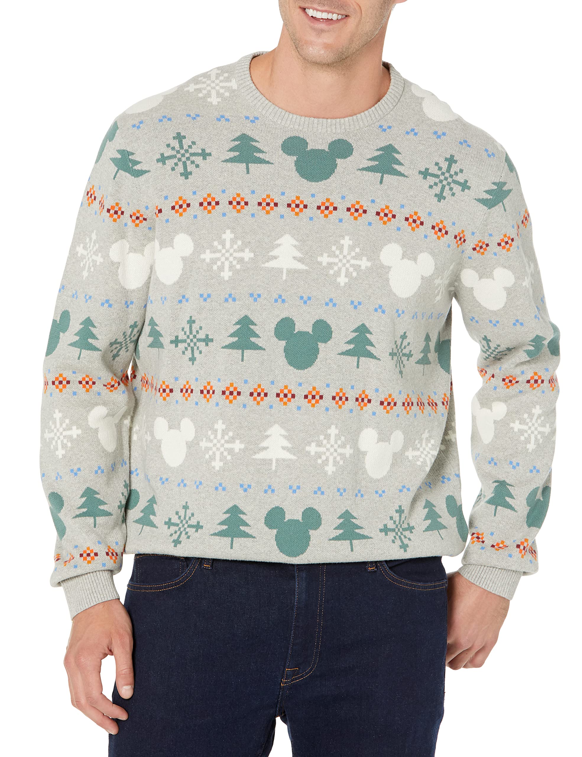 Amazon Essentials Disney | Marvel | Star Wars Men's Crew Sweaters, Mickey Fair Isle - Mens, X-Large
