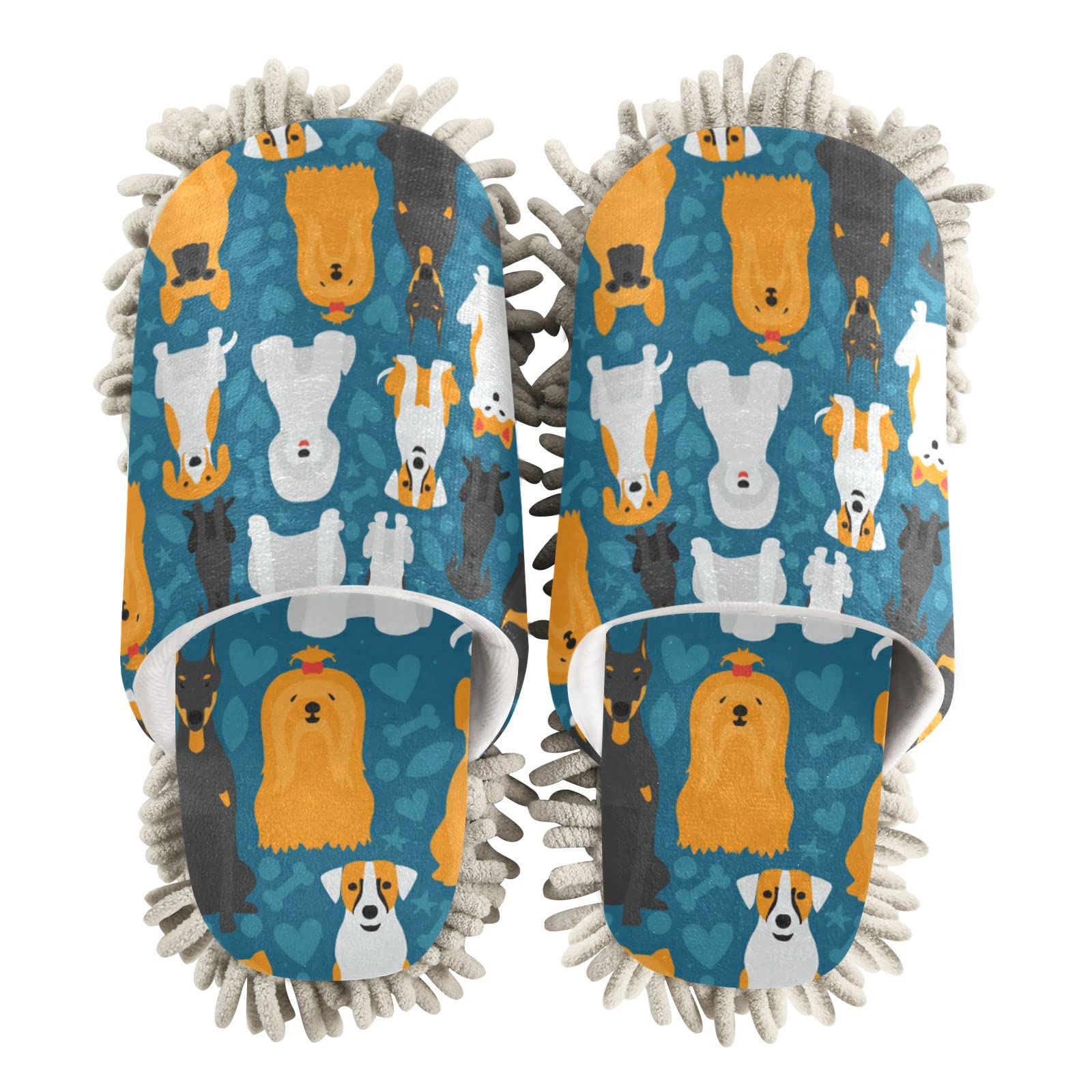 Dogs Mop Slippers Shoes Cover for Floor Cleaning Washable Dirty Dust Hair Cleaners Microfiber Mop Socks for Office House Kitchen