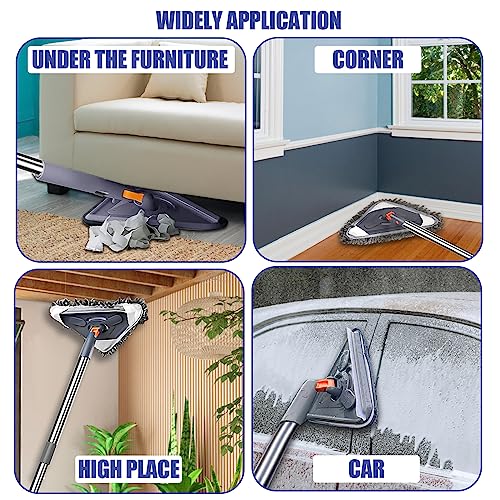 85 Inch Wall Cleaner Mop with Long Handle, 360° Rotatable Wall Washer Cleaner Tool Dust Mop with Extension Pole 25" to 85", Baseboard Wall Mop for Window Cleaning Ceiling Floor (Grey)