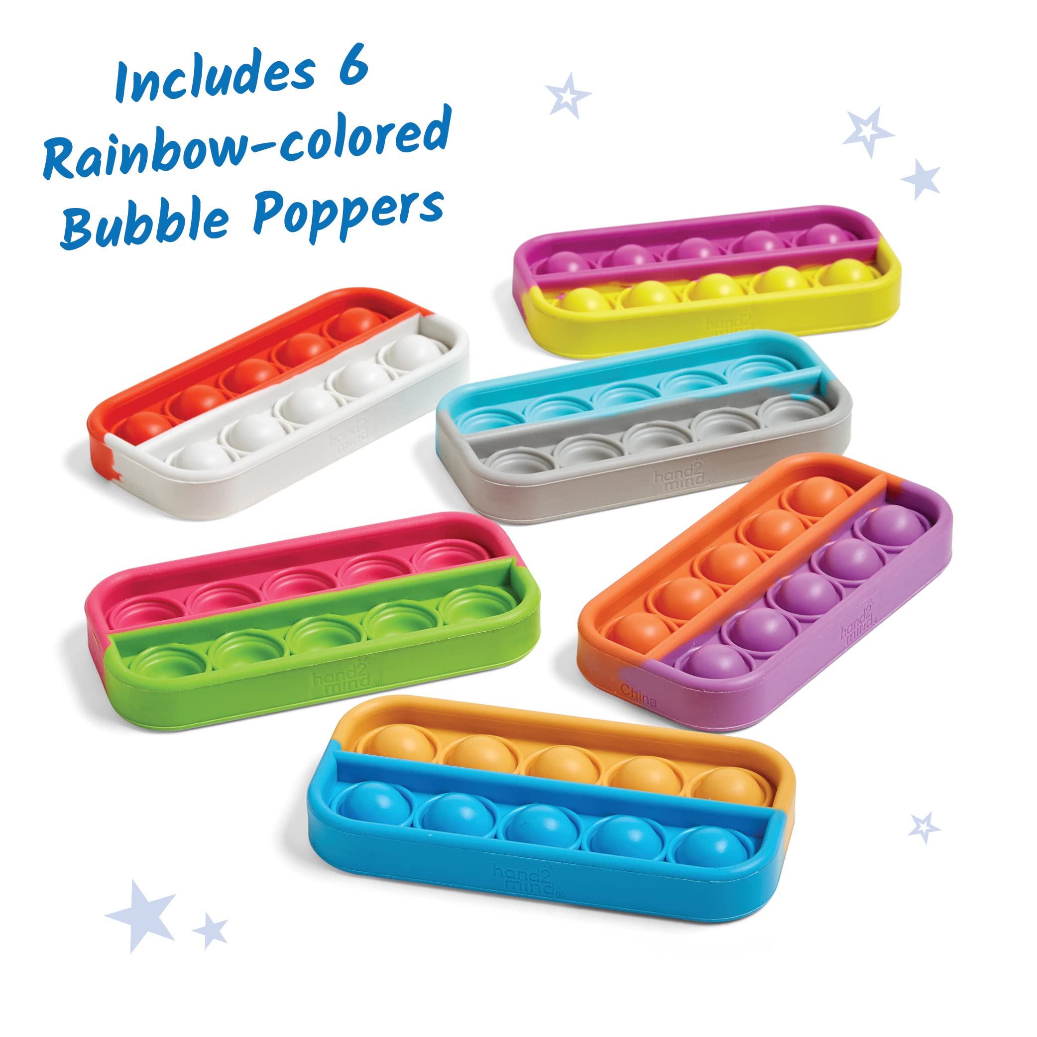 hand2mind Ten Frame Sensory Bubble Poppers, Pop Fidget Toys for Kids, Counting Math Manipulatives Kindergarten, Fidgets for Classroom, Calm Down Corner Supplies, Easter Basket Stuffers (Set of 6)