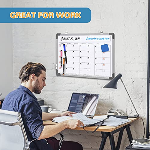 Monthly Calendar Dry Erase Whiteboard for Wall, 16" x 12" Small Magnetic Dry Erase Board, Hanging Double-Sided White Board, Portable Board for Drawing, Kitchen, Planning, Memo, School, Home, Office
