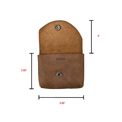 Hide & Drink, Rectangular Cash Holder, Earphone Pouch, Card Case, Vintage Pouch, Everyday Accessories, Full Grain Leather, Handmade, Bourbon Brown