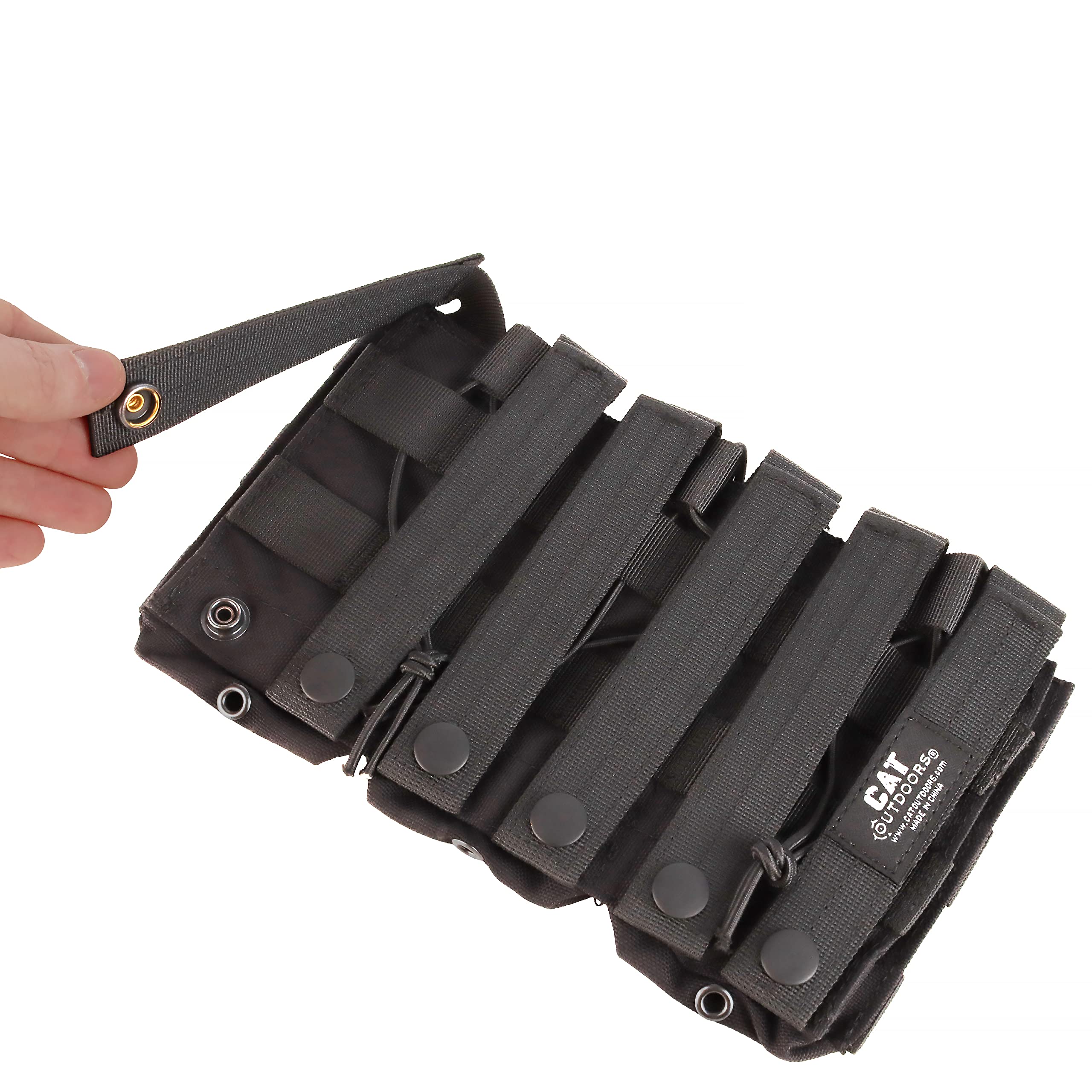 CAT Outdoors Molle Mag Pouch - Double/Triple Holder for AR 15 M4 M16 AK 5.56 308 Type Airsoft Ammo Rifle - Open-Top Tactical MOLLE Magazine Pouches - 3 Mag Pouch Carrier (Triple-Camo)