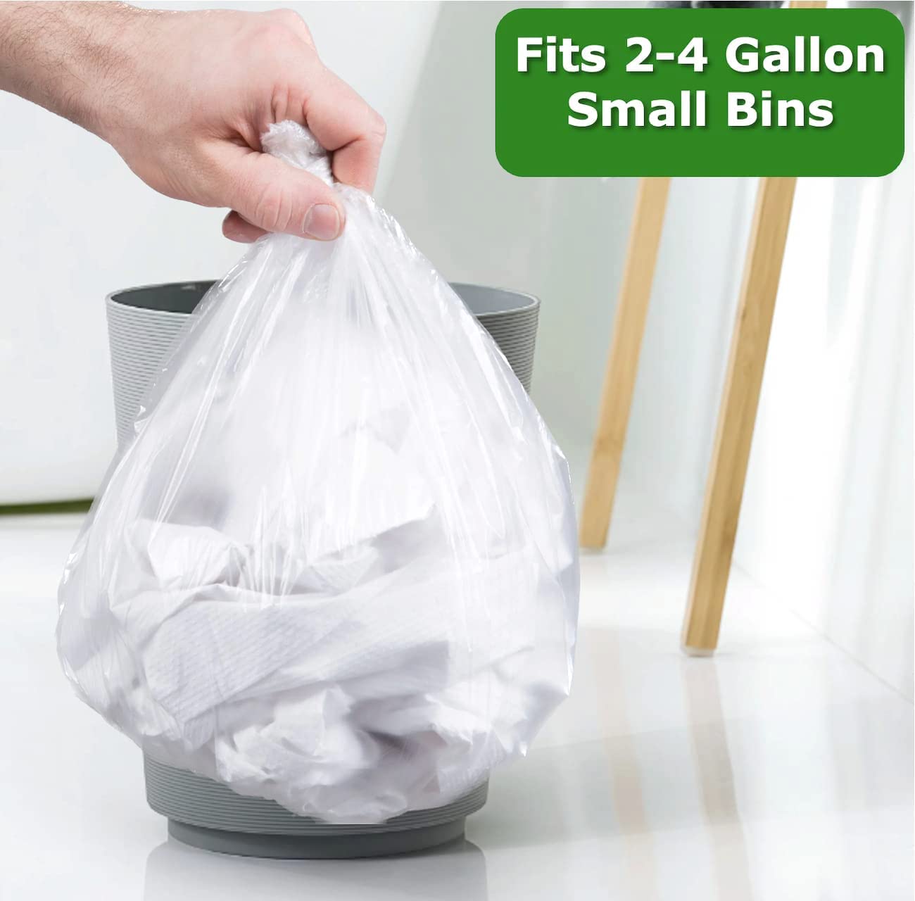 4 Gallon (15 Liter) Trash Bag (400 Count) Small Bathroom 4 Gallon Garbage Bags Clear Plastic Wastebasket Trash Can Liners for Home and Office Bins (400 Count)
