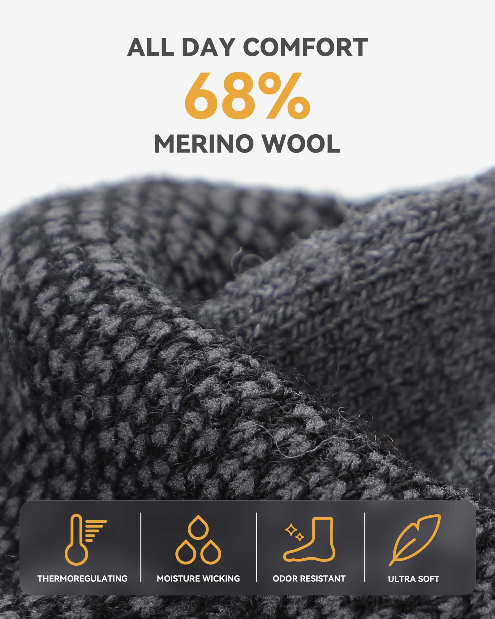 SAMSOX 2-Pack Merino Wool Hiking Sock, Made in USA, Black/Grey L
