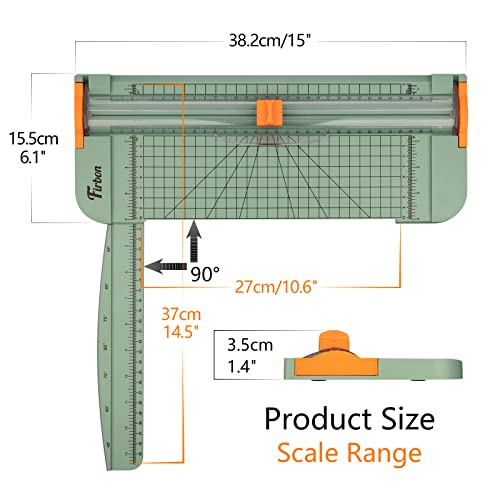 Firbon A4 Paper Cutter 12 Inch Titanium Straight Paper Trimmer with Side Ruler for Scrapbooking Craft, Paper, Coupon, Label, Cardstock (Morandi)